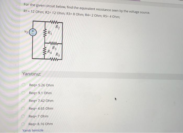 Solved For the given circuit below, find the equivalent | Chegg.com