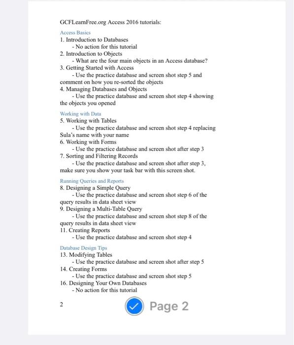 Access 2016 GCFLearnFree Tutorials The GCFLearnfree | Chegg.com