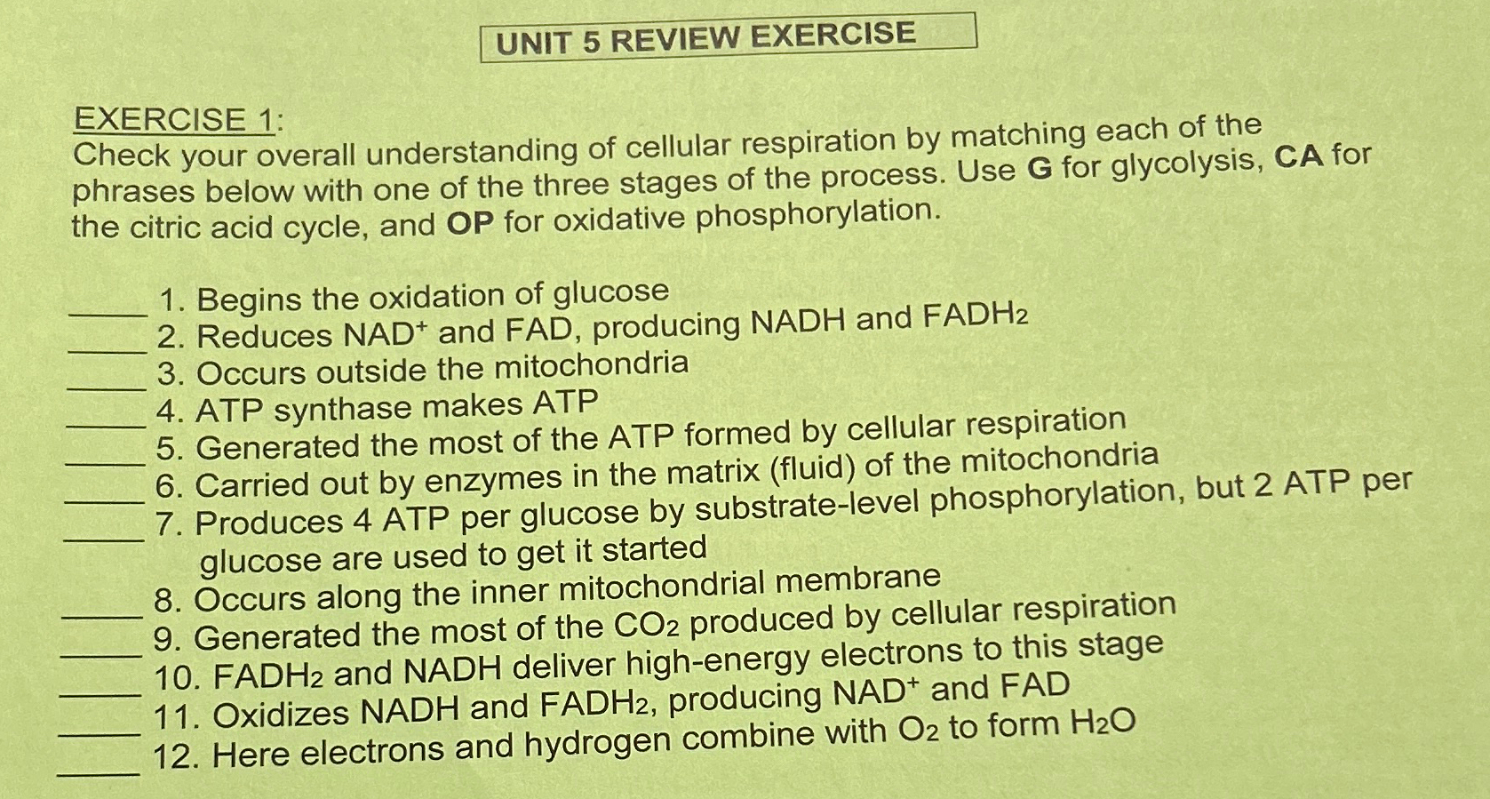 Solved UNIT 5 ﻿REVIEW EXERCISEEXERCISE 1:Check your overall | Chegg.com