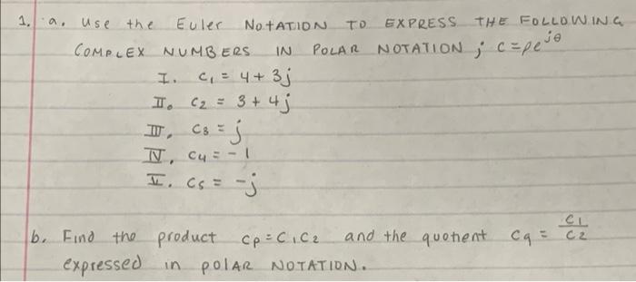 Solved 1. use the Euler NOTATION TO EXPRESS THE FOLLOWING | Chegg.com