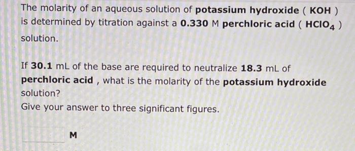 Solved The molarity of an aqueous solution of potassium | Chegg.com