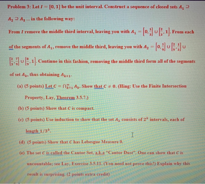 Solved Problem 3: Let I = [0, 1] be the unit interval. | Chegg.com