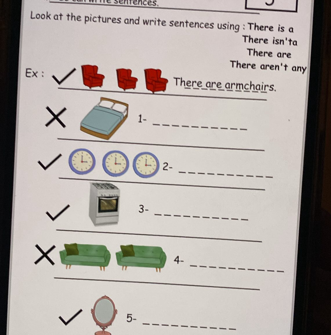 Solved Look at the pictures and write sentences using: There | Chegg.com
