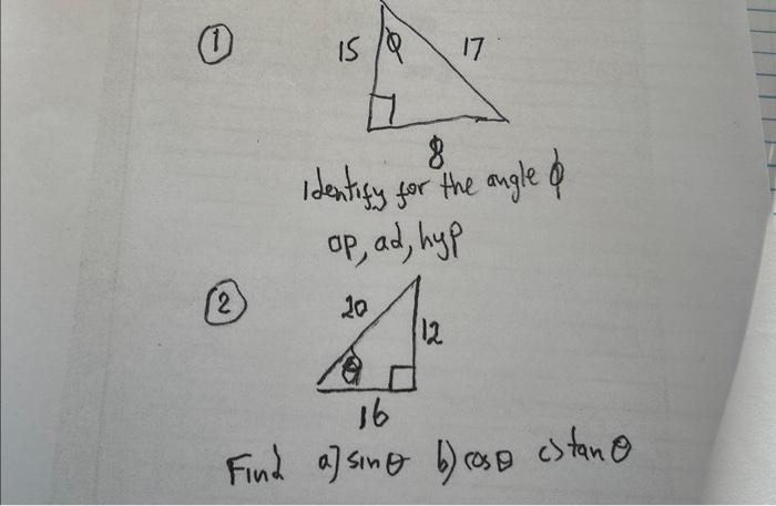 Solved identify for the angle ϕ op, ad, hyp (2) Find a | Chegg.com