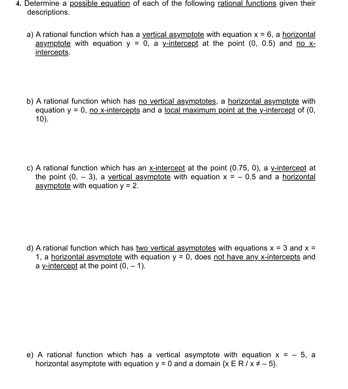 Solved Determine a possible equation of each of the | Chegg.com