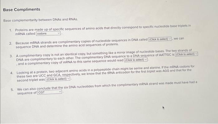 Solved Base Compliments Base complementarity between DNAs | Chegg.com