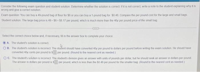 Solved Consider the following exam question and student | Chegg.com