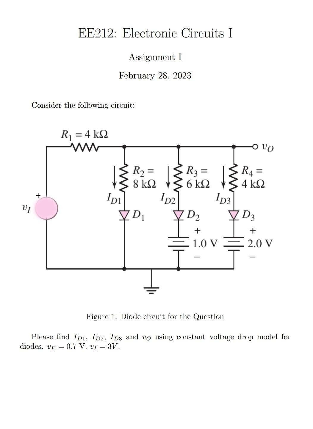 Solved EE212: Electronic Circuits I Assignment I February | Chegg.com