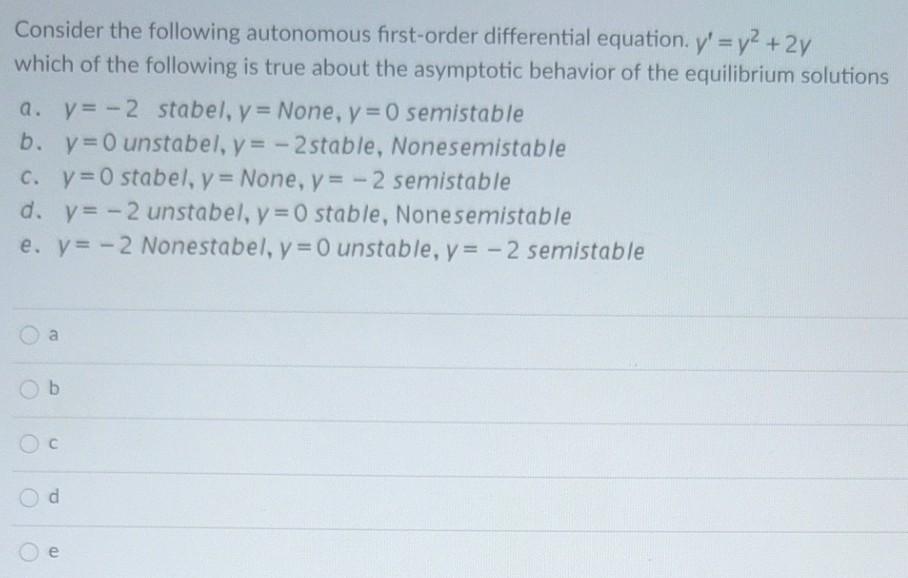Solved Consider the following autonomous first-order | Chegg.com