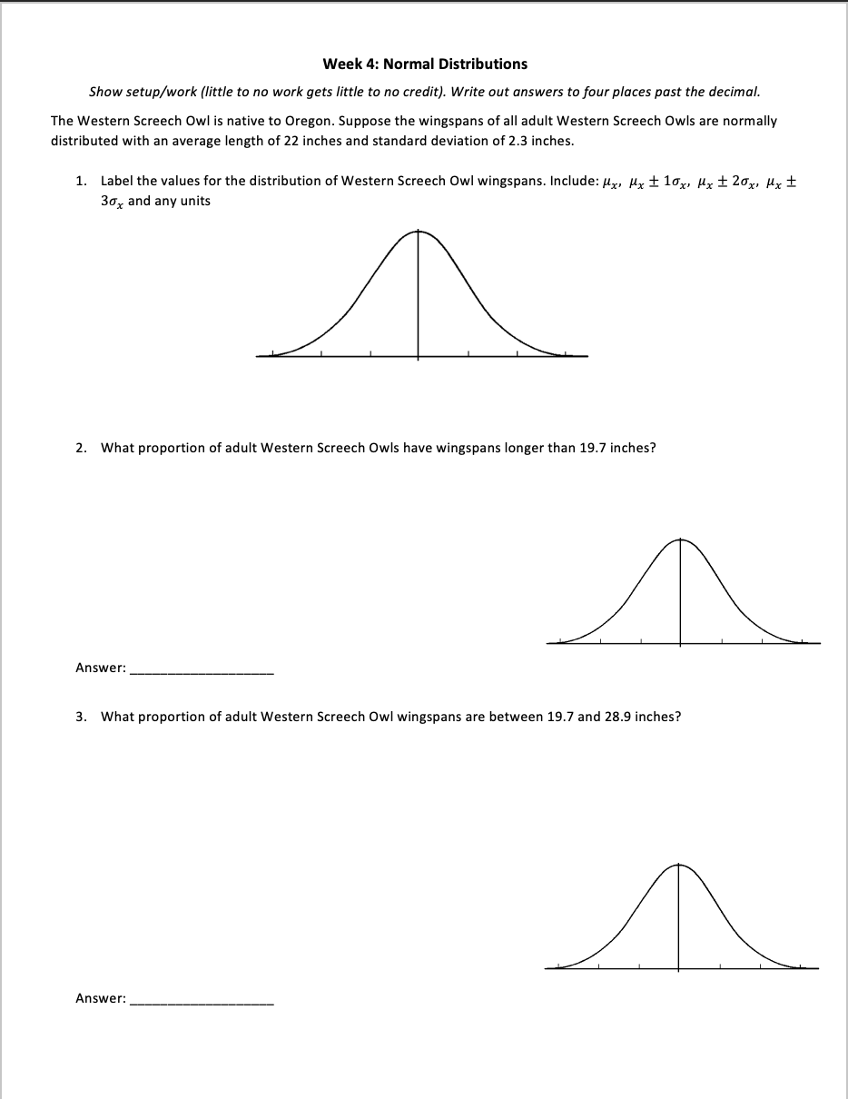 Solved Week 4: Normal DistributionsShow setup/work (little | Chegg.com