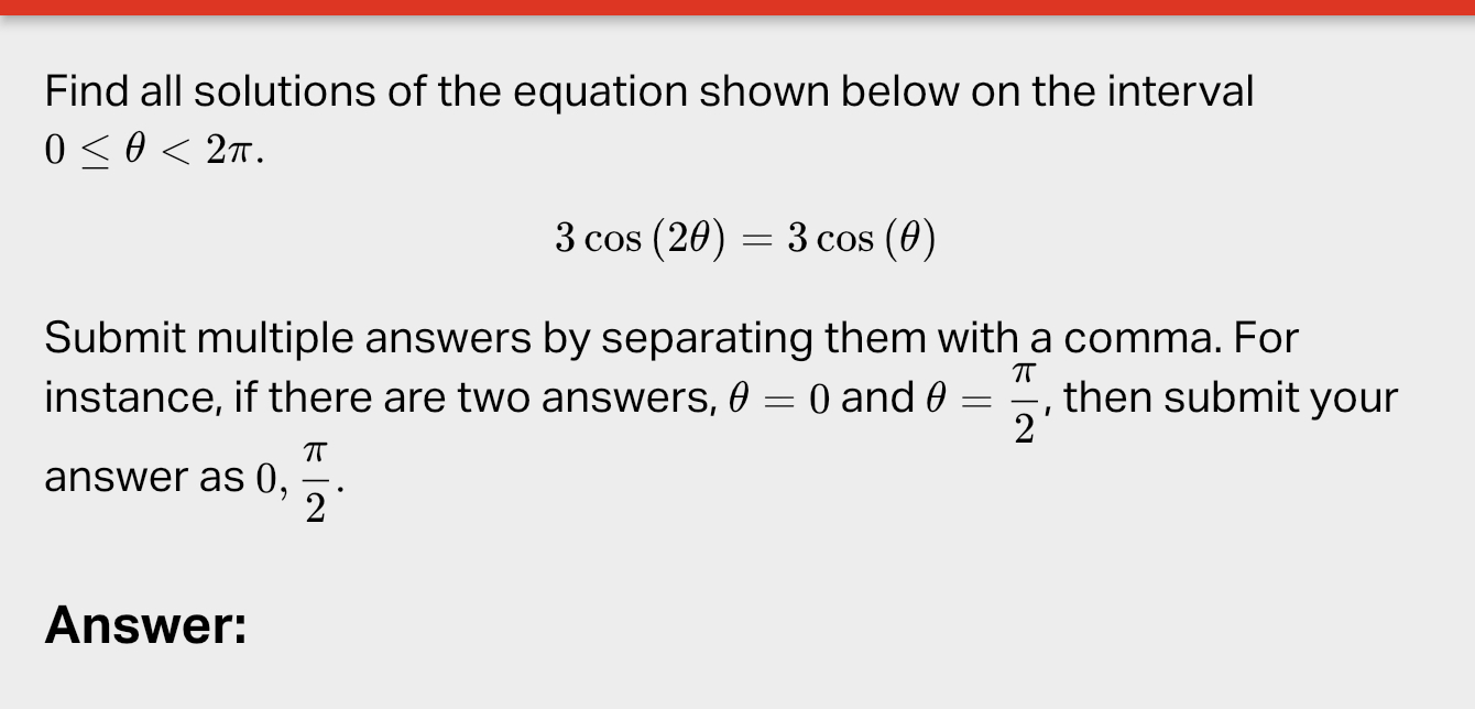 Solved Find all solutions of ﻿the equation shown below on | Chegg.com
