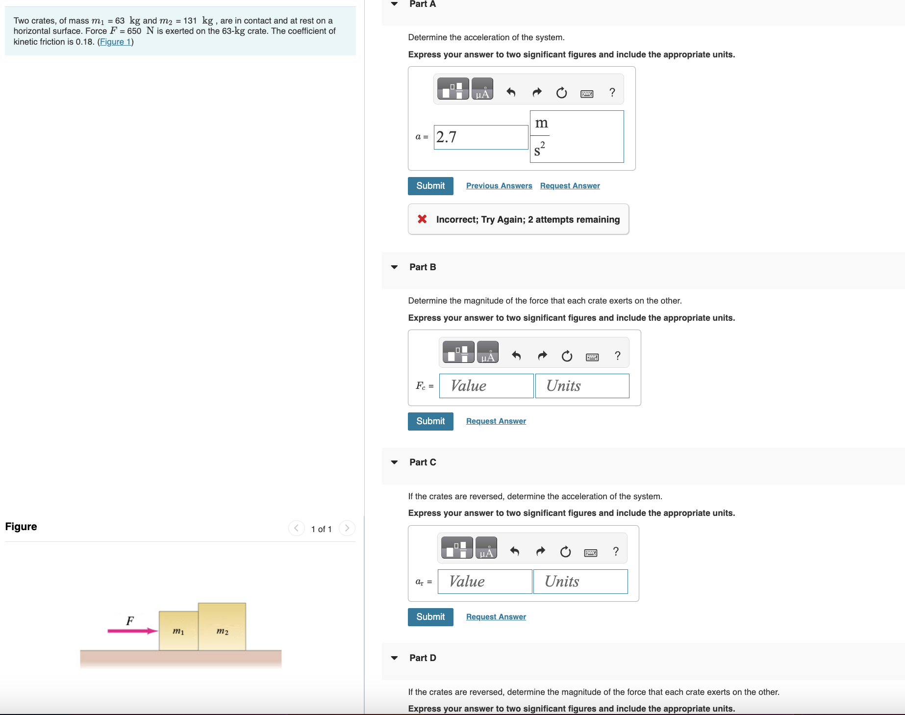 Solved Three blocks on a frictionless horizontal surface are | Chegg.com