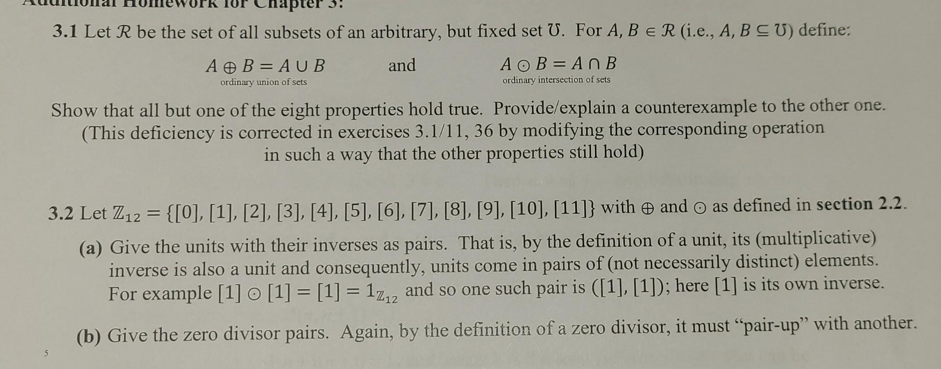 Solved 3.1 Let R be the set of all subsets of an arbitrary, | Chegg.com