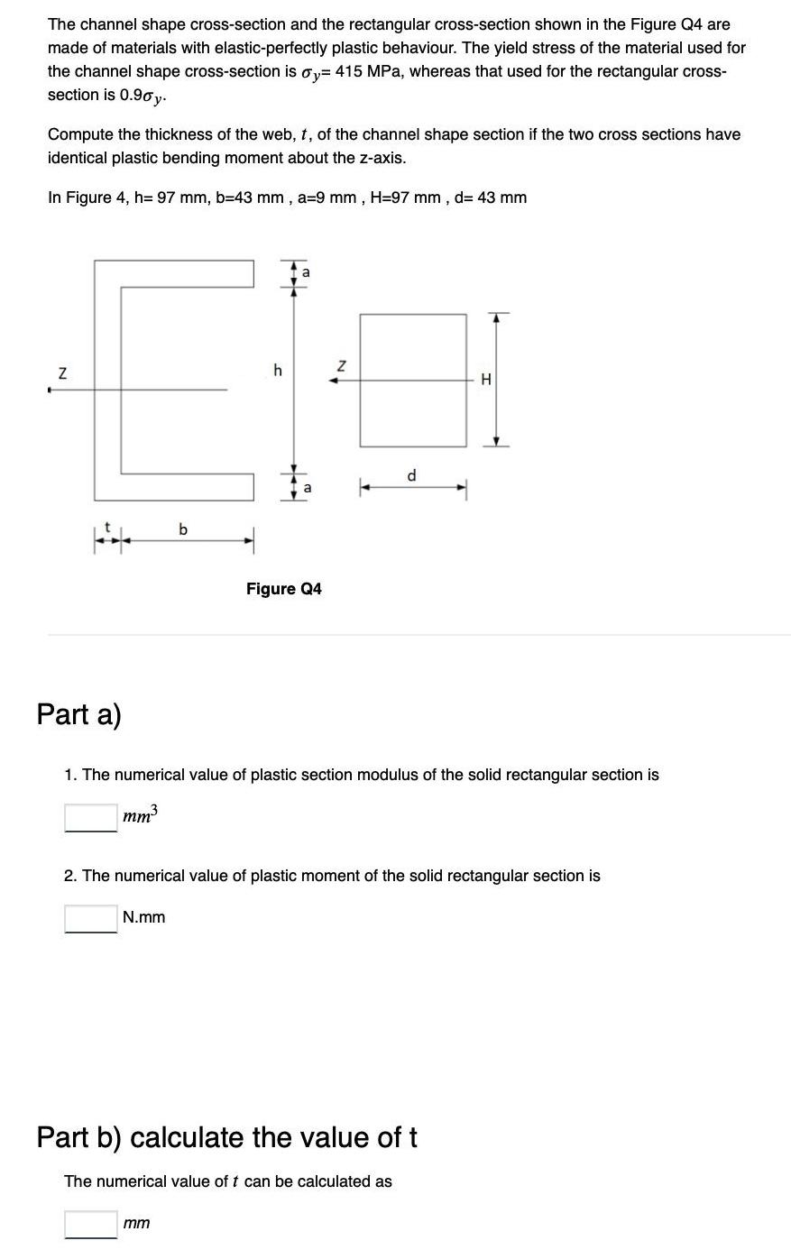 Solved The channel shape cross-section and the rectangular | Chegg.com