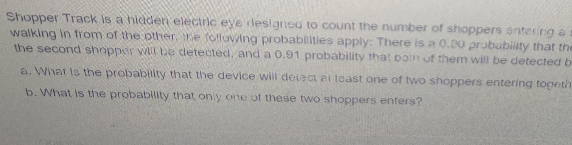 Solved Shopper Track is a hidden electric eye designed to | Chegg.com