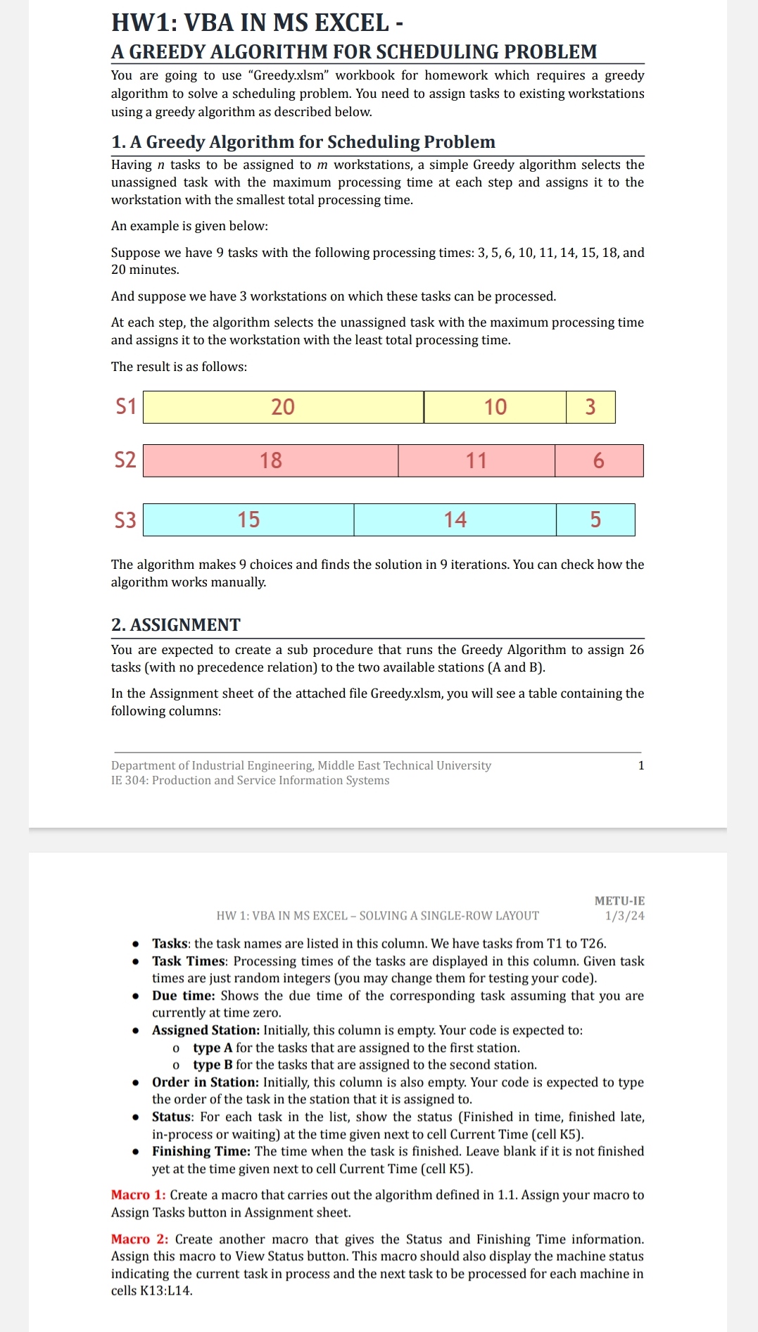 Solved HW1: VBA IN MS EXCEL -A GREEDY ALGORITHM FOR | Chegg.com