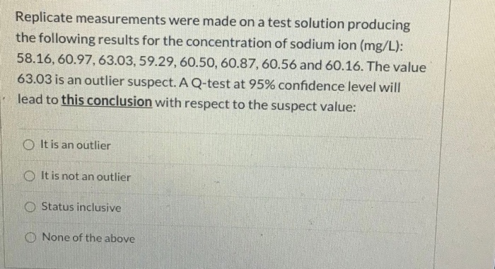 Solved Replicate measurements were made on a test solution | Chegg.com