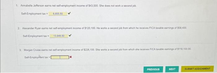 Solved 1. Annabelle Jetferson earns net self-employment | Chegg.com