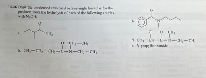 Solved 14.40 Draw the condensed structural or line-angle | Chegg.com
