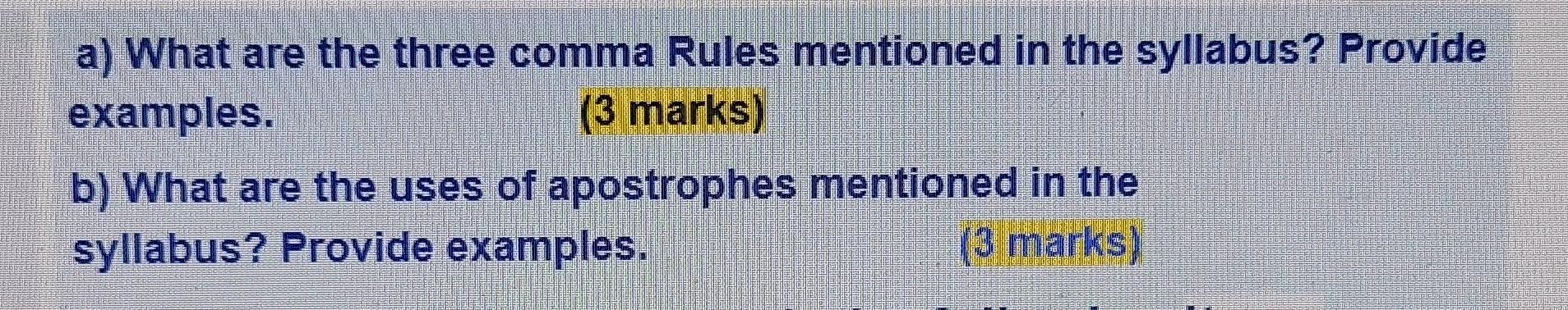 a) What are the three comma Rules mentioned in the | Chegg.com