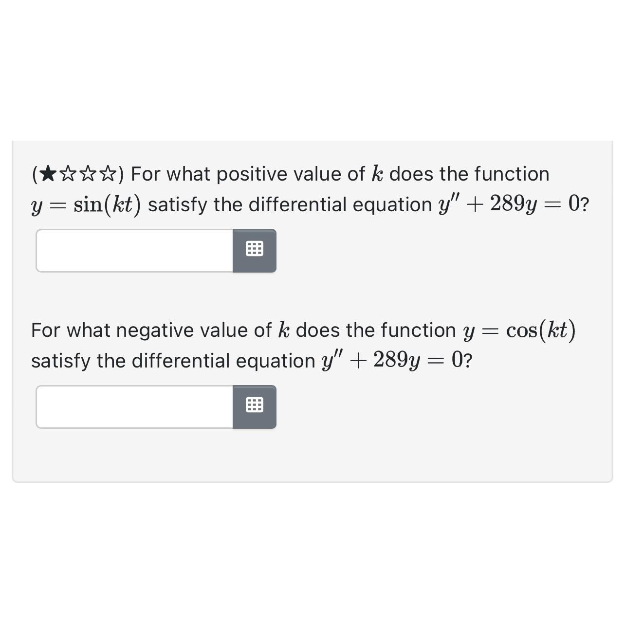 Solved y=sin(kt) ﻿satisfy the differential equation | Chegg.com