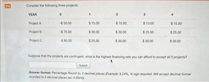 Solved Consider the following three projects: Suppose that | Chegg.com