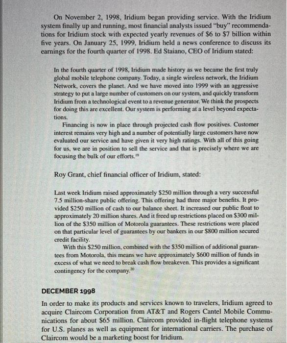 Solved The Rise, Fall, and Resurrection of Iridium: A | Chegg.com