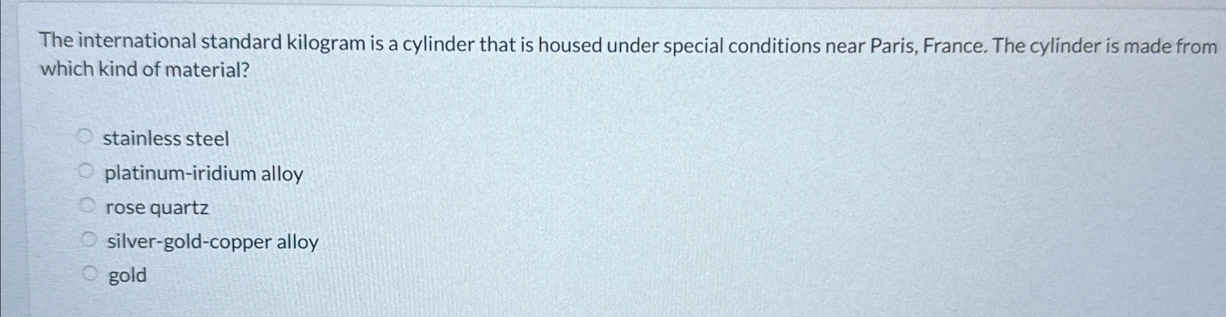 Solved The international standard kilogram is a cylinder | Chegg.com