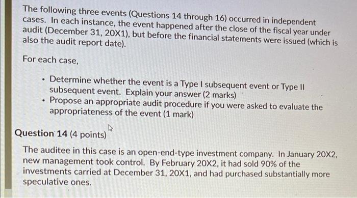 Solved The following three events (Questions 14 through 16) | Chegg.com