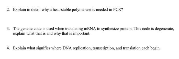 Solved 2. Explain in detail why a heat-stable polymerase is | Chegg.com
