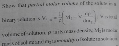 Solved Show that partial molar volume of the solute in a | Chegg.com
