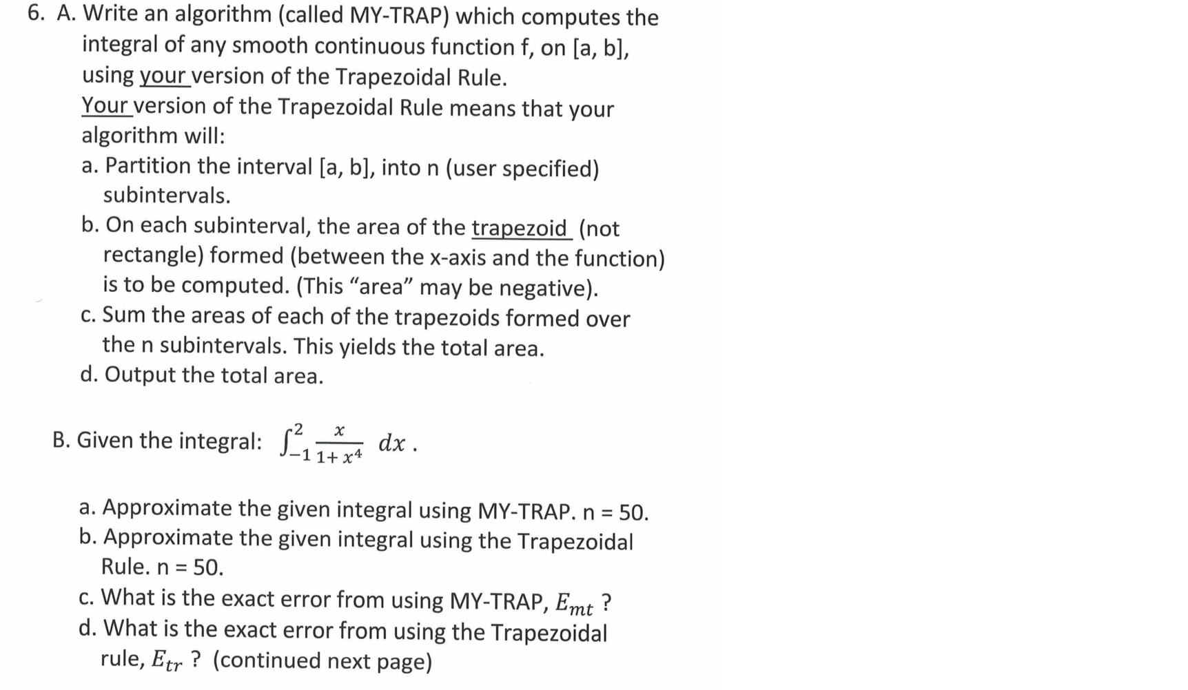 A. ﻿Write an algorithm (called MY-TRAP) ﻿which | Chegg.com