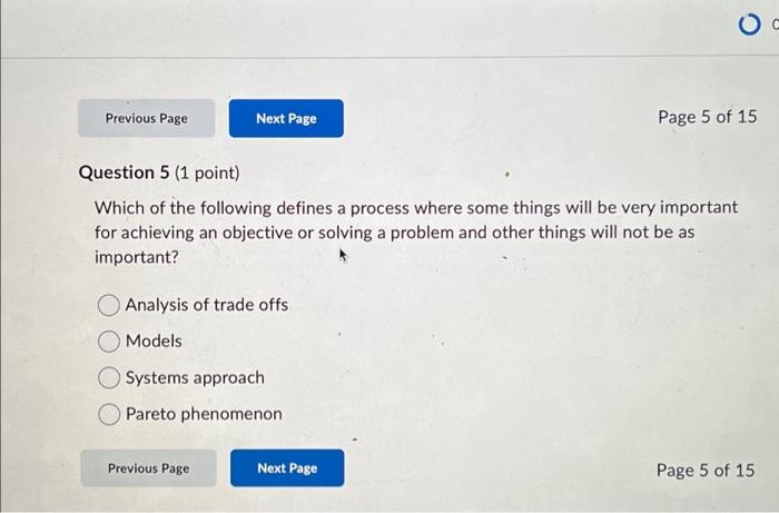 Solved Previous Page Next Page Question 5 (1 point) Which of | Chegg.com