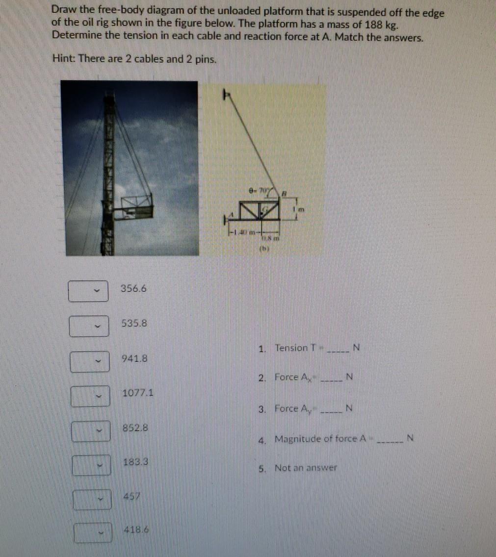Solved Draw the free-body diagram of the unloaded platform | Chegg.com