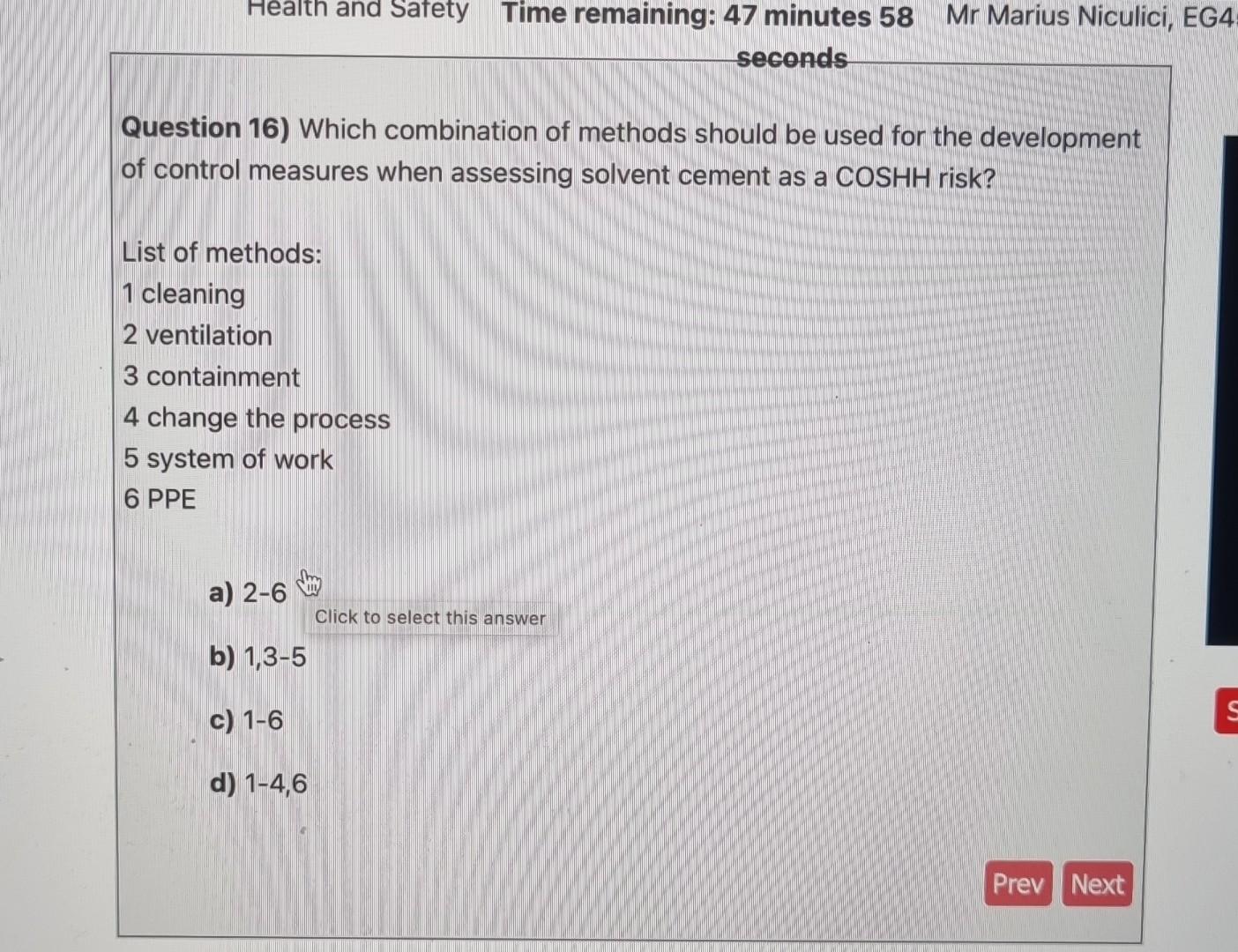 Question 16) Which combination of methods should be | Chegg.com