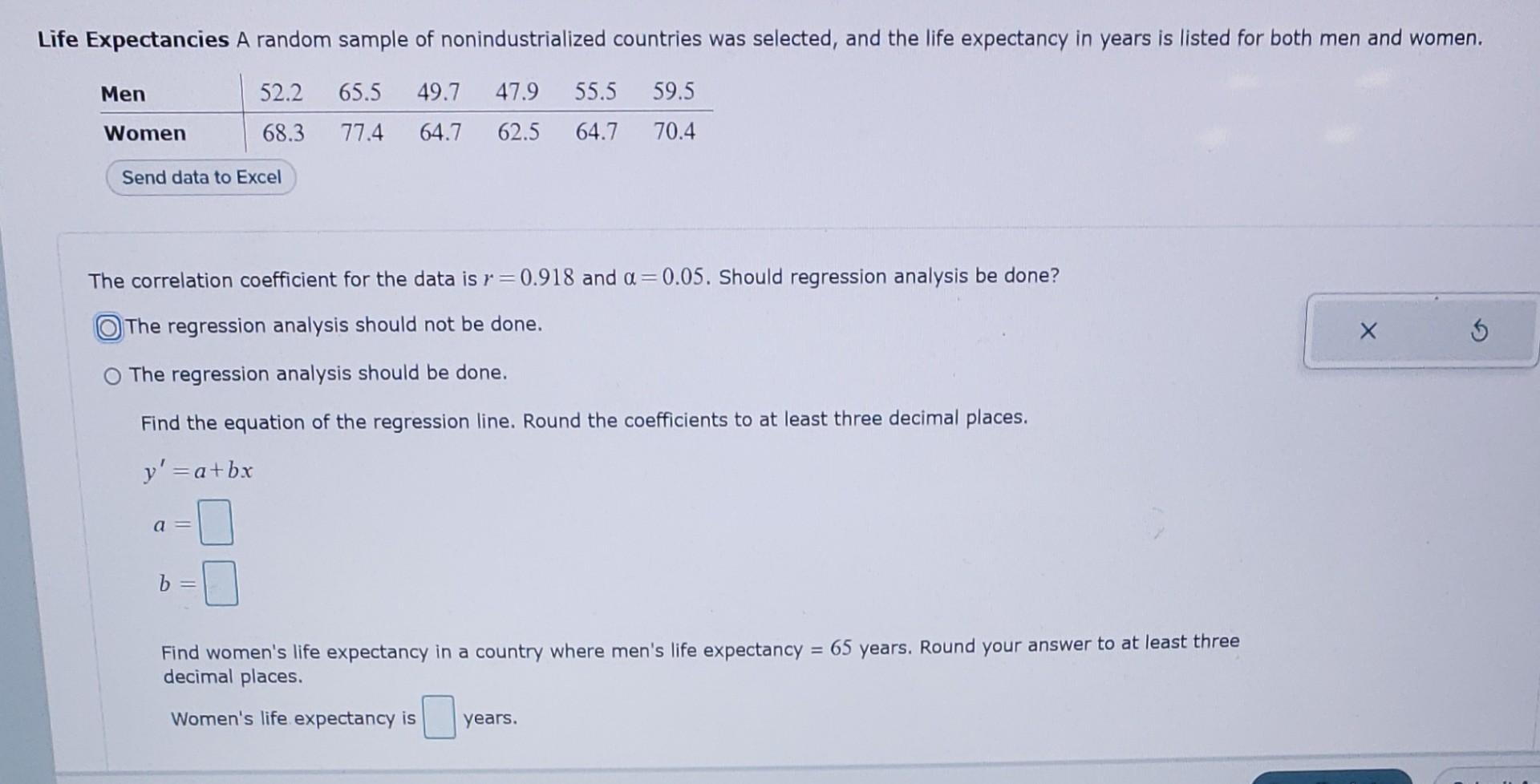 Solved correlation coefficient for the data is r=0.918 and | Chegg.com