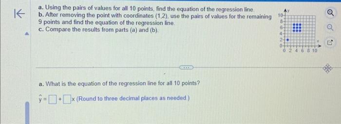 Solved a. Using the pairs of values for all 10 points, find | Chegg.com