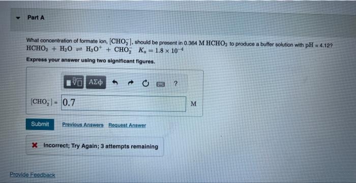 Solved What concentration of formate ion, [CHO2−], should be | Chegg.com