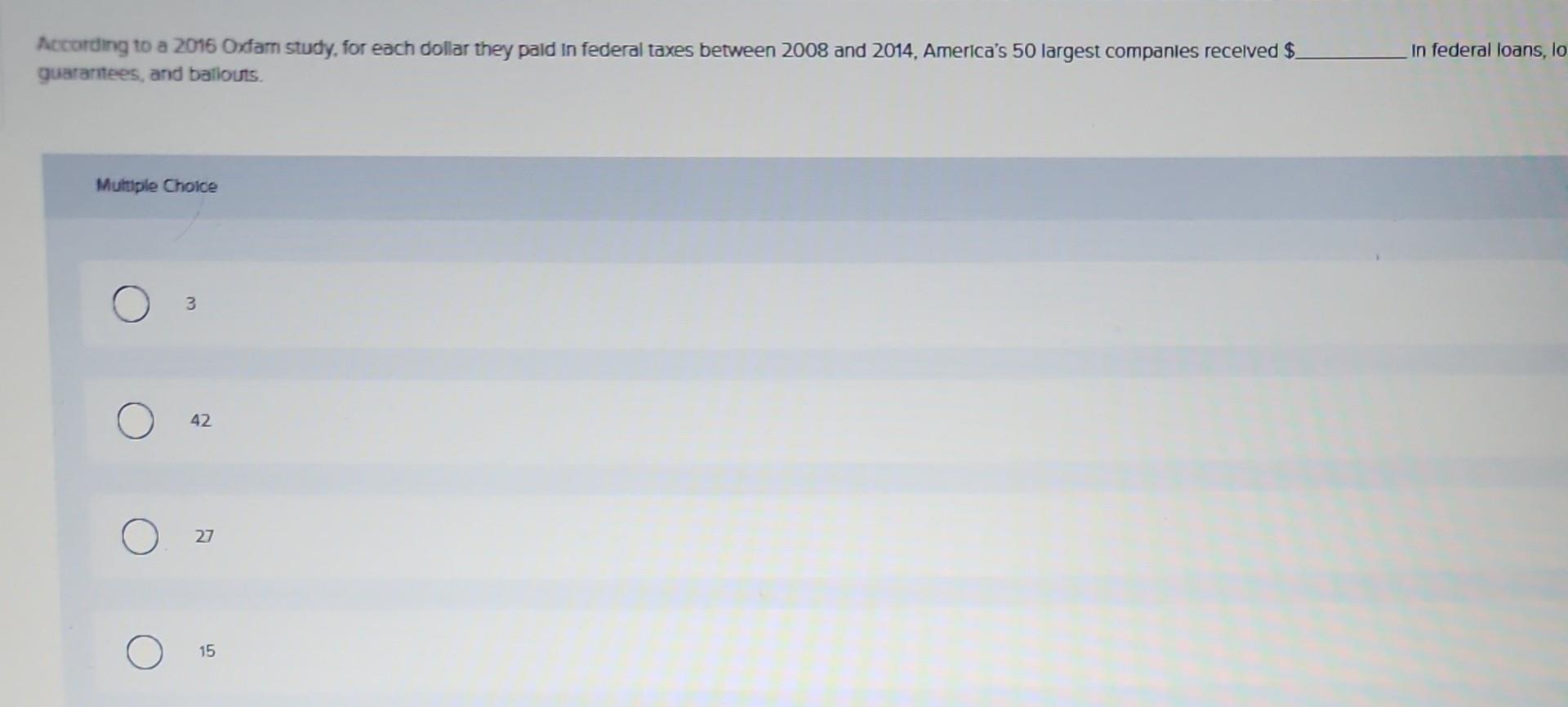 Solved According to a 2016 Oxfam study, for each dollar they | Chegg.com