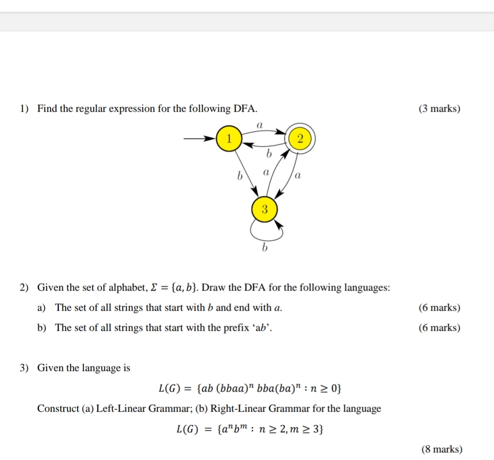 Solved Find the regular expression for the following DFA.(3 | Chegg.com