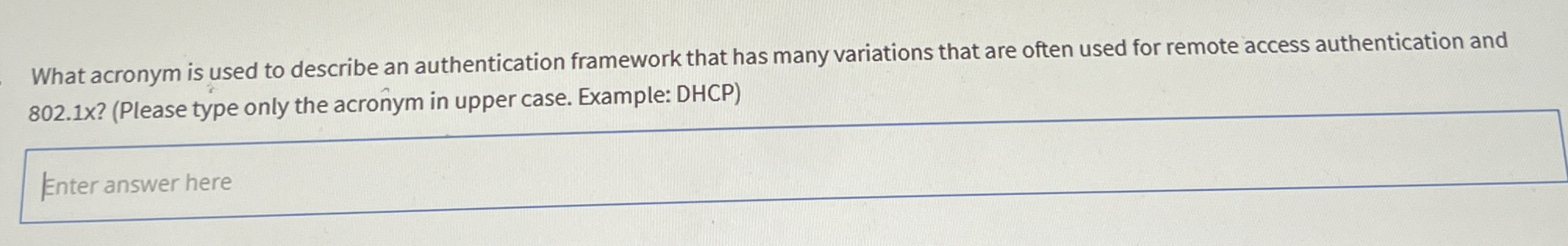 Solved What acronym is used to describe an authentication | Chegg.com