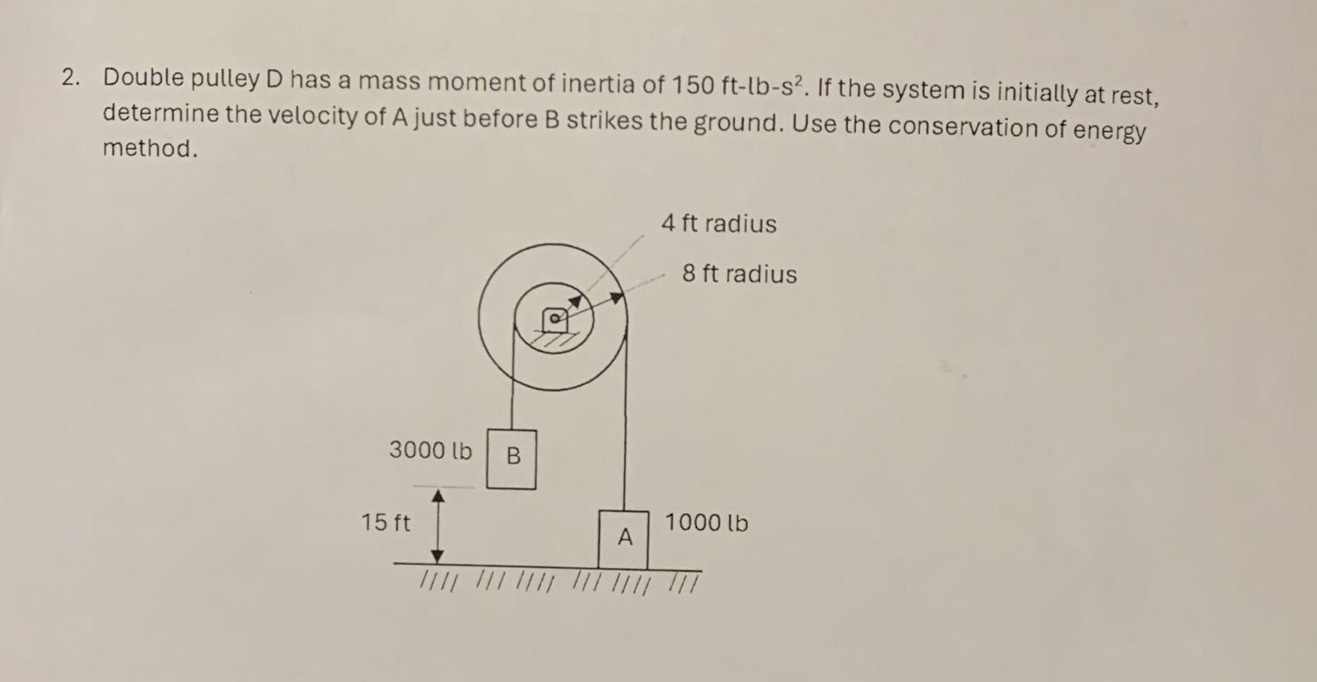 Solved Double pulley D ﻿has a mass moment of inertia of | Chegg.com