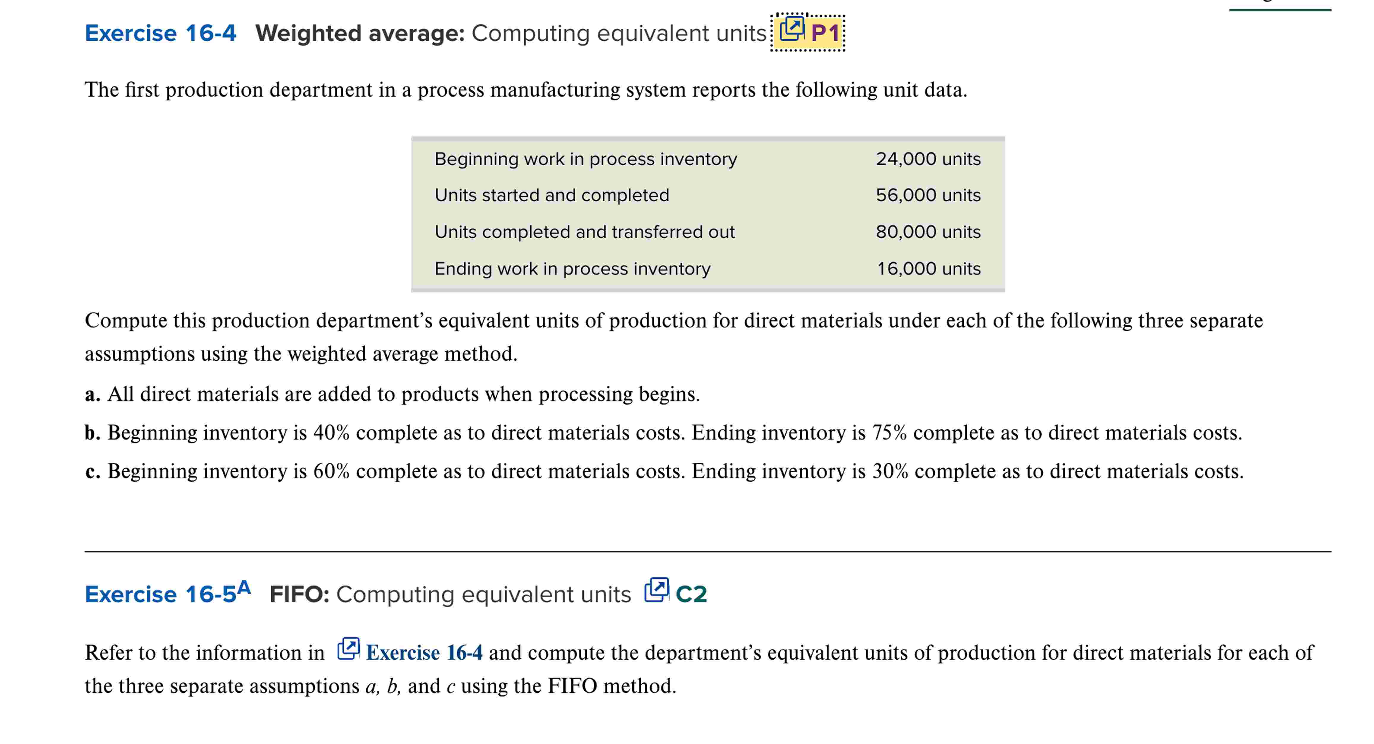 Solved Exercise 16-4 ﻿Weighted average: Computing equivalent | Chegg.com