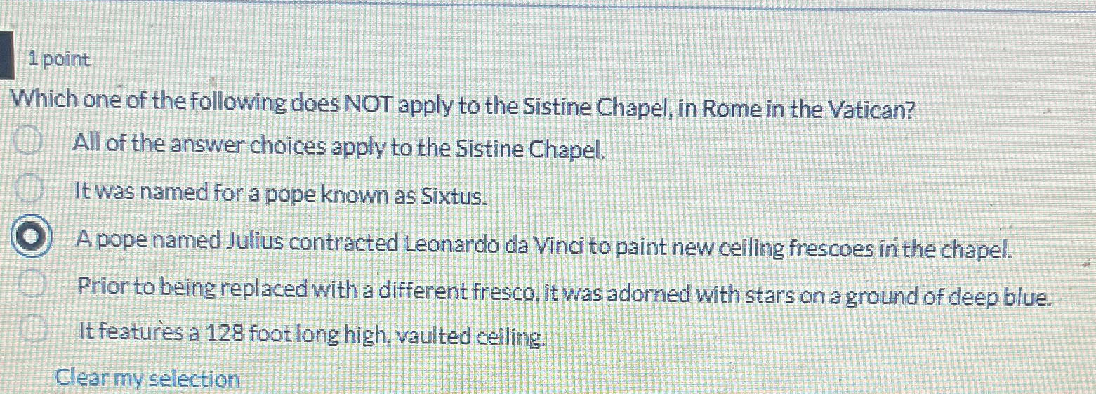 Solved 1 ﻿pointWhich one of the following does NOT apply to | Chegg.com