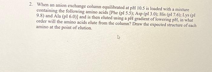 Solved 2. When an anion exchange column equilibrated at | Chegg.com