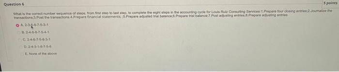 Solved What is the correct number sequence of steps, from | Chegg.com