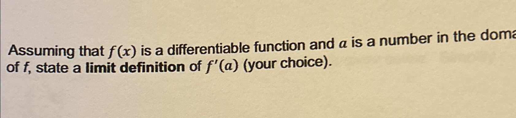 Solved Assuming that f(x) ﻿is a differentiable function and | Chegg.com