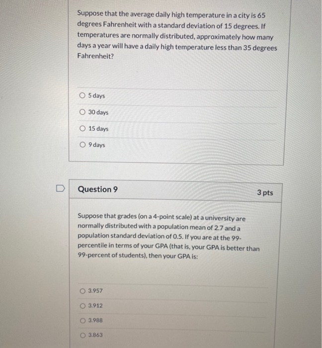 Solved Suppose that the average daily high temperature in a | Chegg.com