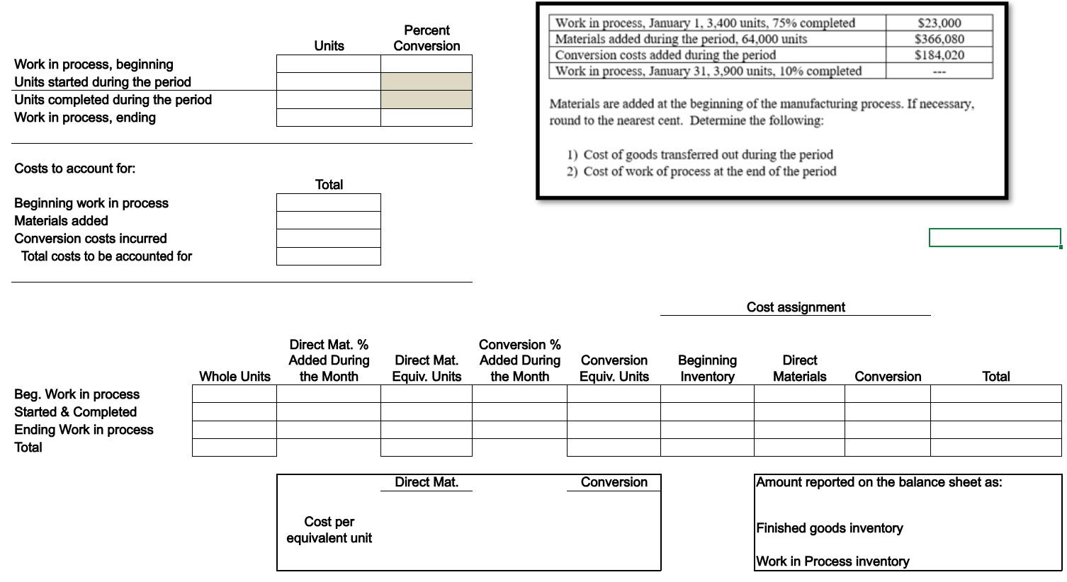Solved Please complete the following chart: | Chegg.com