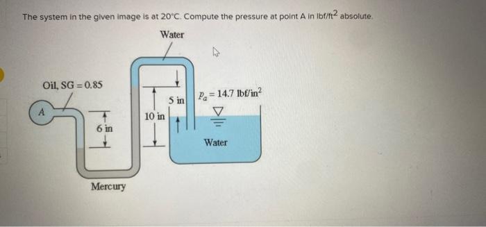 Solved The system in the given image is at 20∘C. Compute the | Chegg.com